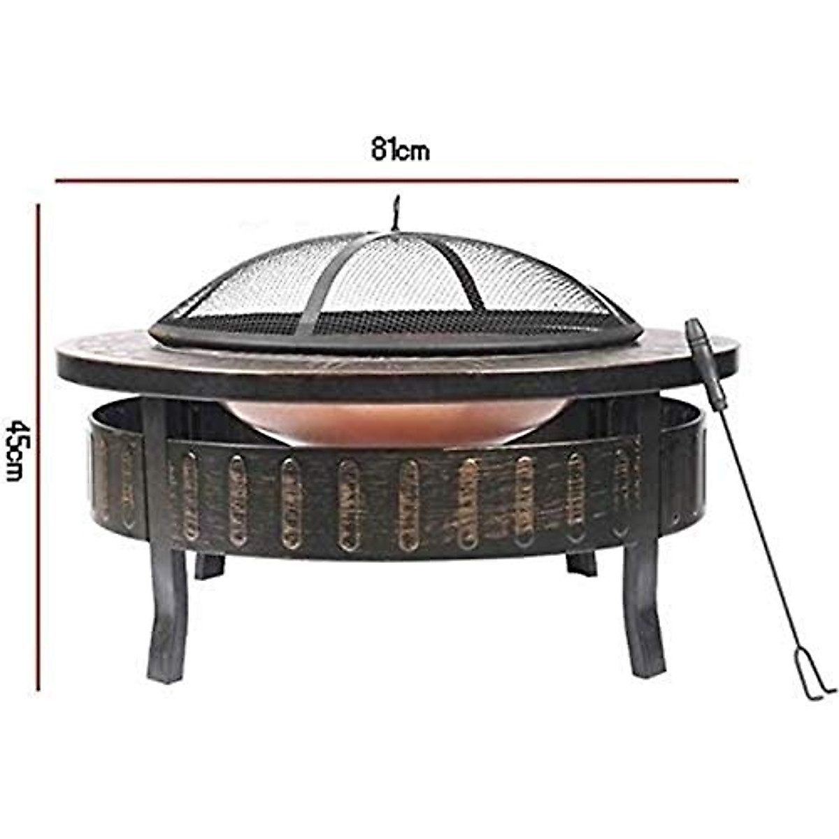 LEAYAN Garden Fire Pit Grill Bowl Grill Barbecue Rack Outdoor Metal Firepit Round Table Backyard Patio Stove Wood Burning Fire Pit with Spark Screen with Cover BBQ Cooking for Camping Backyard