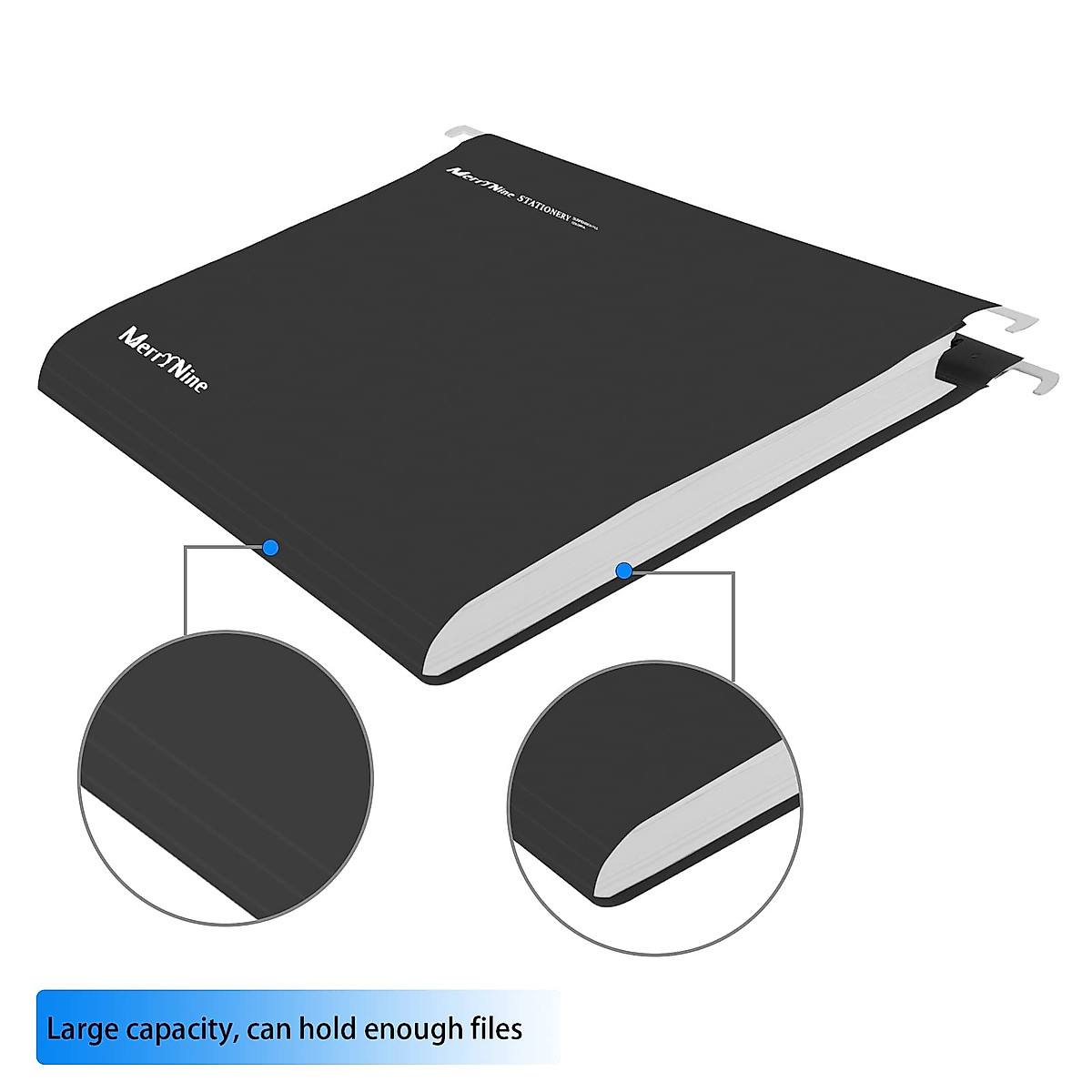 MerryNine Hanging File Folders, 15PCS Letter Size Suspension Files, Polypropylene Filing Cabinet Suspension Files with Tabs and Card Inserts for School Home Work Office Organization (Murky Black)