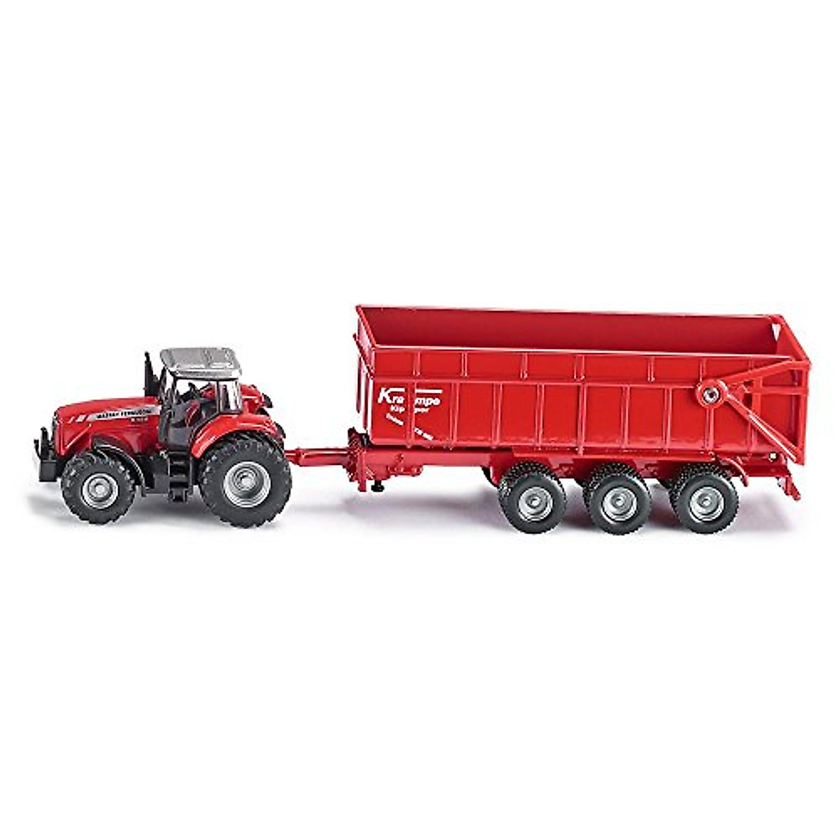 Siku 1844, Massey Ferguson Tractor with Trailer, 1:87, Metal/Plastic, Red, Tiltable Trailer