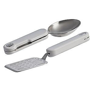Stanley Wildfare Pro Stainless Steel Fold & Go Utensil Set | Folding Spatula and Spoon | Packable Outdoor Cookware | Camping Essentials for Your Camp Kitchen | BPA-Free | Pale Pebble & Stone