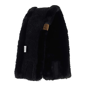 C.C Women's Soft Faux Fur Feel Sherpa Lined Ear Warmer Headband Headwrap, Black