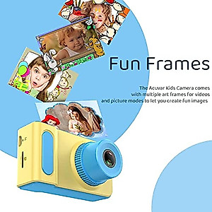 eDealz Full 1080P Kids Selfie HD Compact Digital Photo and Video Rechargeable Camera with 2" LCD Screen, Video Games and Micro USB Charging (Blue, SD Card + Reader + Card Holder)