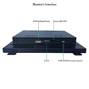 iChawk 15'' inch Display 1024x768 4:3 DVI VGA USB Power On Boot Metal Shell Embedded Open Frame Driver Free Ten-Point Capacitive Touch LCD Screen PC Monitor with Quick Easy Installation K150MT-DC