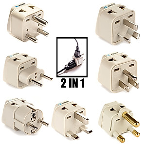 OREI 7 World Travel Adapter Plug Set Safe Grounded for Europe, Germany, Italy, S. Africa, China, Australia, UK, India and More