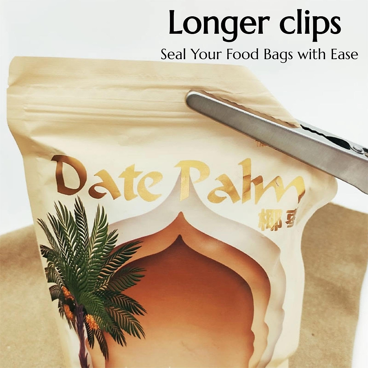 KINTEGOOD 6pcs Stainless Steel Food Clips Chip Clips Jaw Sealing Clips, Bag Clips Alligator Clips Bag Sealing Clips for Snack Bread Coffee Food Bag (6*Silver)