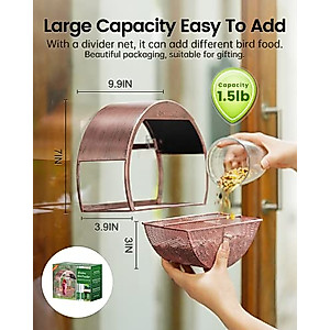 Window Bird Feeder, Desgully Metal Window Bird Feeder, Window Bird Feeders with Strong Suction Cups, Super Adhesive Sheet×4，Large Outdoor Bird Feeder, Bird Watching (Round)