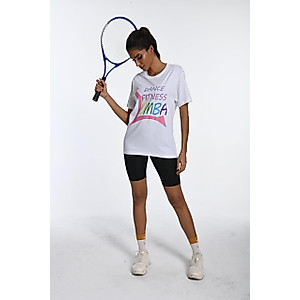 Women's Gym Tank Tops & T-Shirts. Unisex Loose fit, Active Graphic Prints.Perfect Dance, Sport, Workout Black Size Small (US, Alpha, Medium, Regular, Regular, White)