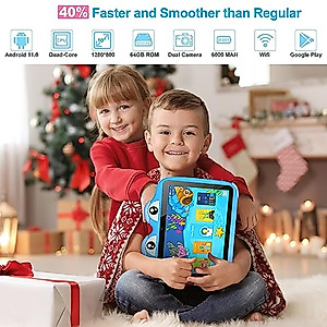 Kids Tablet 10.1 Inches Tablet for Kids, Android 11 64GB Tablets for Kids with Case, Google Play, YouTube, Dual Camera, WiFi, Bluetooth, Apps Pre-Installed, Education, Parent Control (Blue)