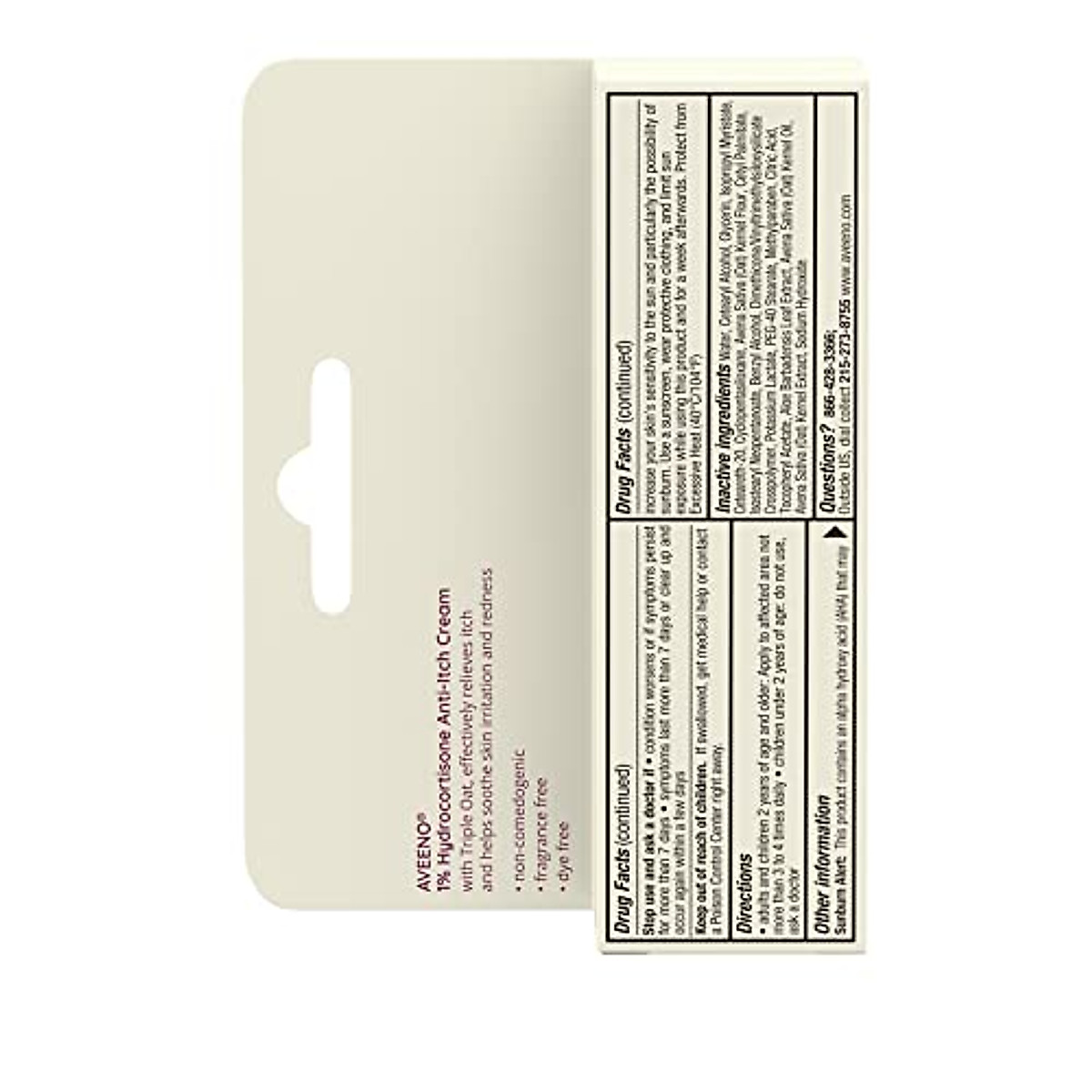 Aveeno Maximum Strength 1% Hydrocortisone Anti-Itch Cream, Triple Oat, Aloe & Vitamin E for Itch Relief from Eczema, Psoriasis, Insect Bites, Poison Ivy, Oak & Sumac & Detergents, 1 oz