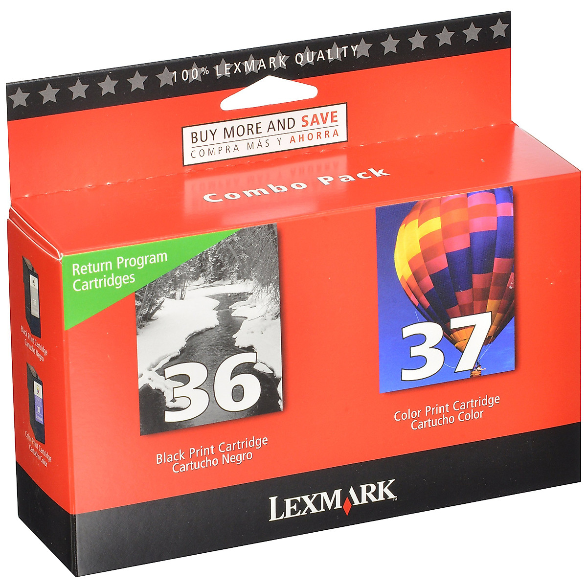 Lexmark 18C2229 36 & 37 X3650 X4650 X5650 X6650 X6675 Z2420 Ink Cartridge (Black & Color, 2-Pack) in Retail Packaging