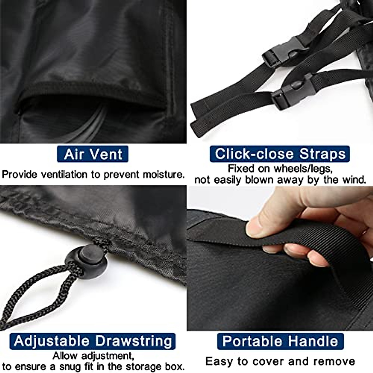 Kingling Deck Box Cover, Outdoor Storage Box Cover for Keter XXL 230 Gallon Deck Box Waterproof Outside Storage Bench Deck Boxes Covers Black (58" L x 33" W x 34" H)