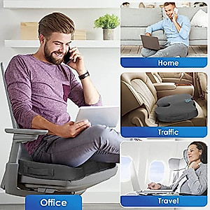 TushGuard Seat Cushion for Office Chair Memory Foam Non-Slip Desk Chair Cushion Back, Coccyx, Sciatica, Tailbone Pain Relief Butt Pillow for Office Chair, Car, Wheelchair
