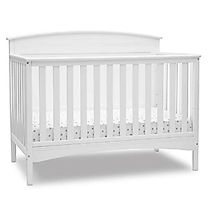 Delta Children Archer Solid Panel 4-in-1 Convertible Baby Crib - Greenguard Gold Certified, Bianca White