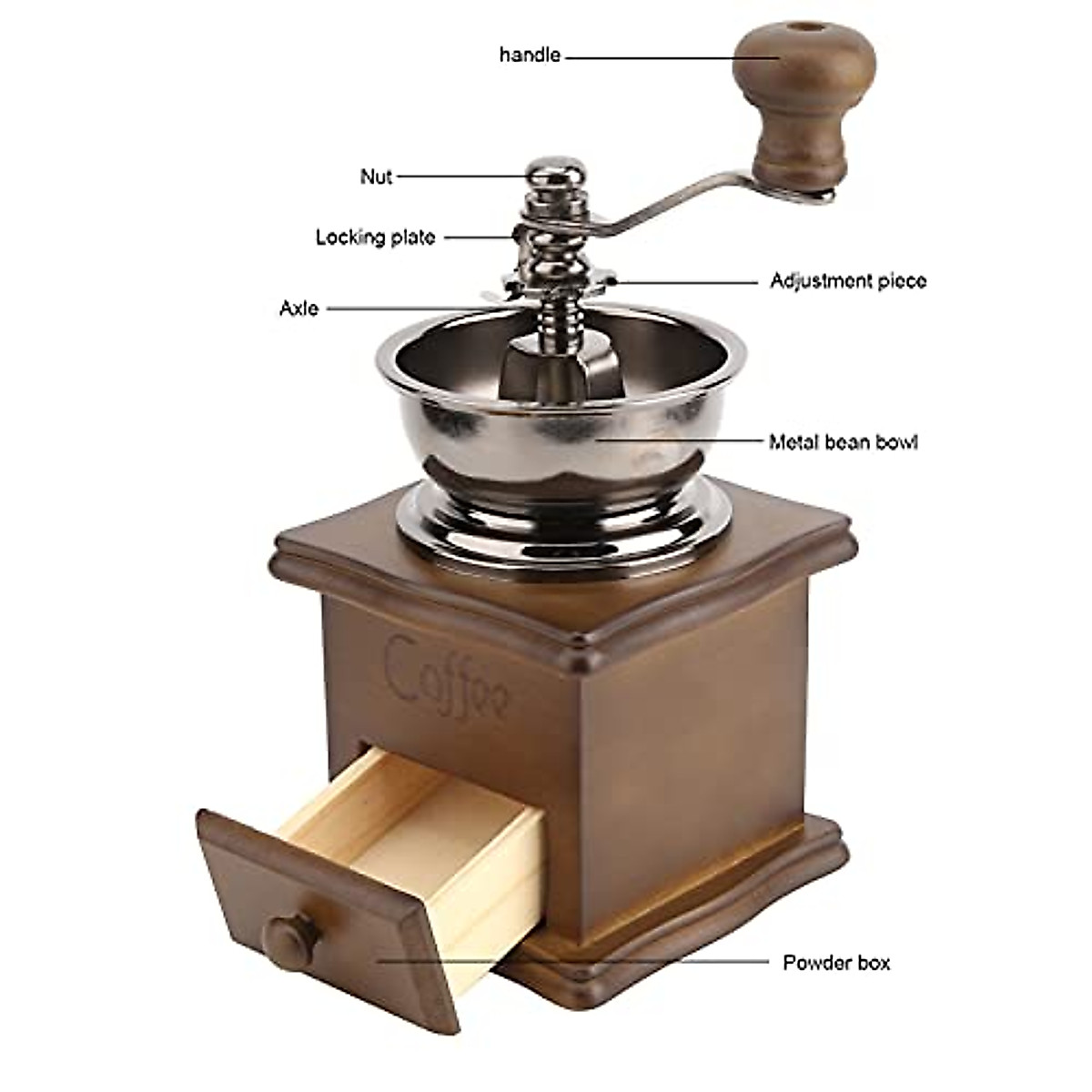 Hand Crank Grinder Steel Core Manual Coffee Bean Grinder Retro style for Home Camping Classic Mini Coffee Mill Hand Crank Coffee Grinder With Wooden handle