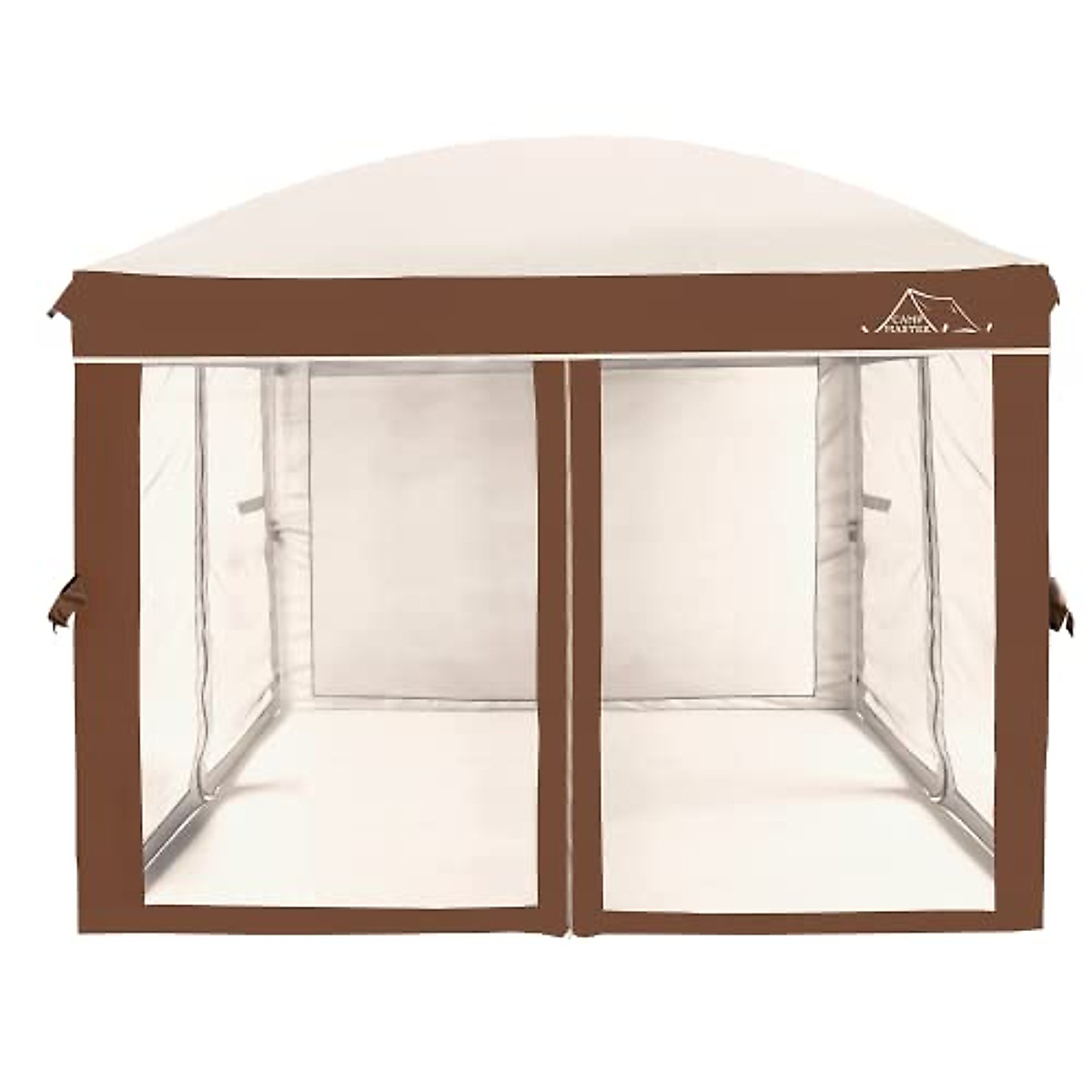 Camp Master Canopy Tent with Mosquito Netting, Outdoor 10x10 Pop-up Dome Canopy,Patio Tents for Parties,Quick Easy Setup Canopies with Waterproof Roof, Roller Bag, 4 sandbags (10 FT, Brown)