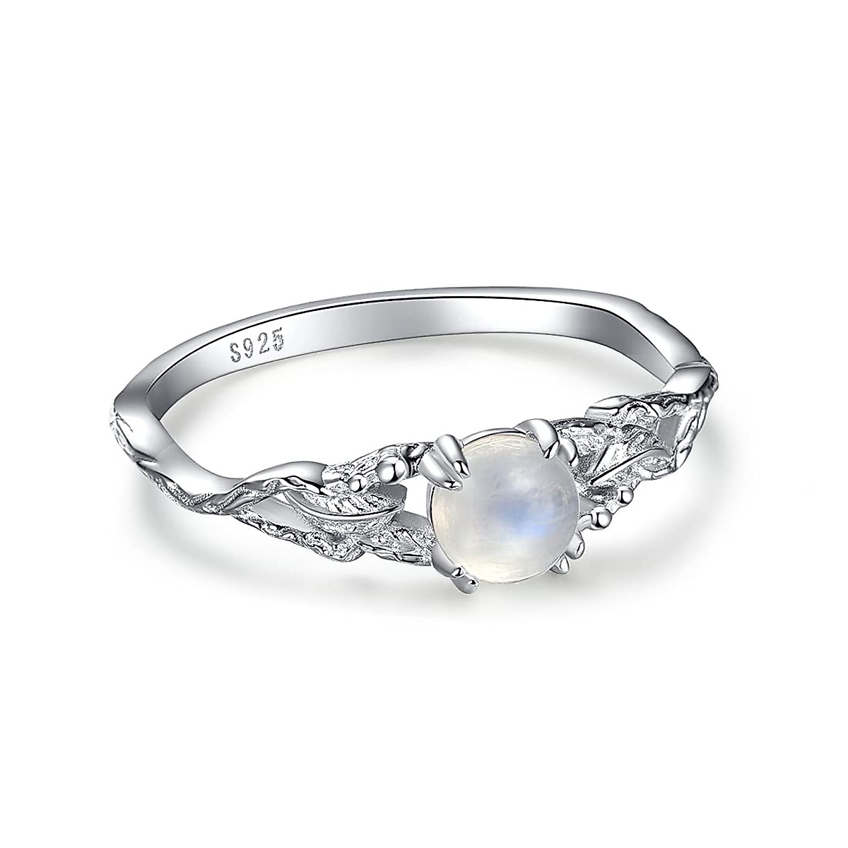 Angol Genuine Moonstone Ring Sterling Silver for Women Rainbow Moonstone Thumb Ring Minimalist Statement Band Finger Ring Dainty Trendy with Box