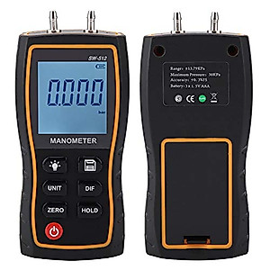 Akozon Air Pressure Meter,Vacuum Pressure Gauge SW-512B High Accuracy Digital Differential Pressure Gauge Air Pressure Meter Tool (no Battery)