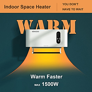 VOVGUU Wall Heater, Electric Space Heater for Bathroom 1500W, Electrical Wall Mounted Heater, Remote Control Bathroom Heater With Towel Rack, Waterproof