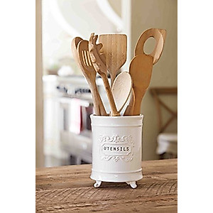 Mud Pie Circa Utensil Ceramic Holder, 6.5"x5" dia, Utensils