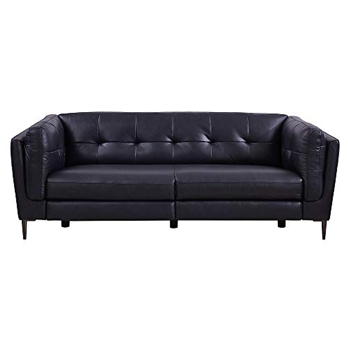 Armen Living Primrose Contemporary Top Grain Leather Power Recliner Living Room Sofa, Navy