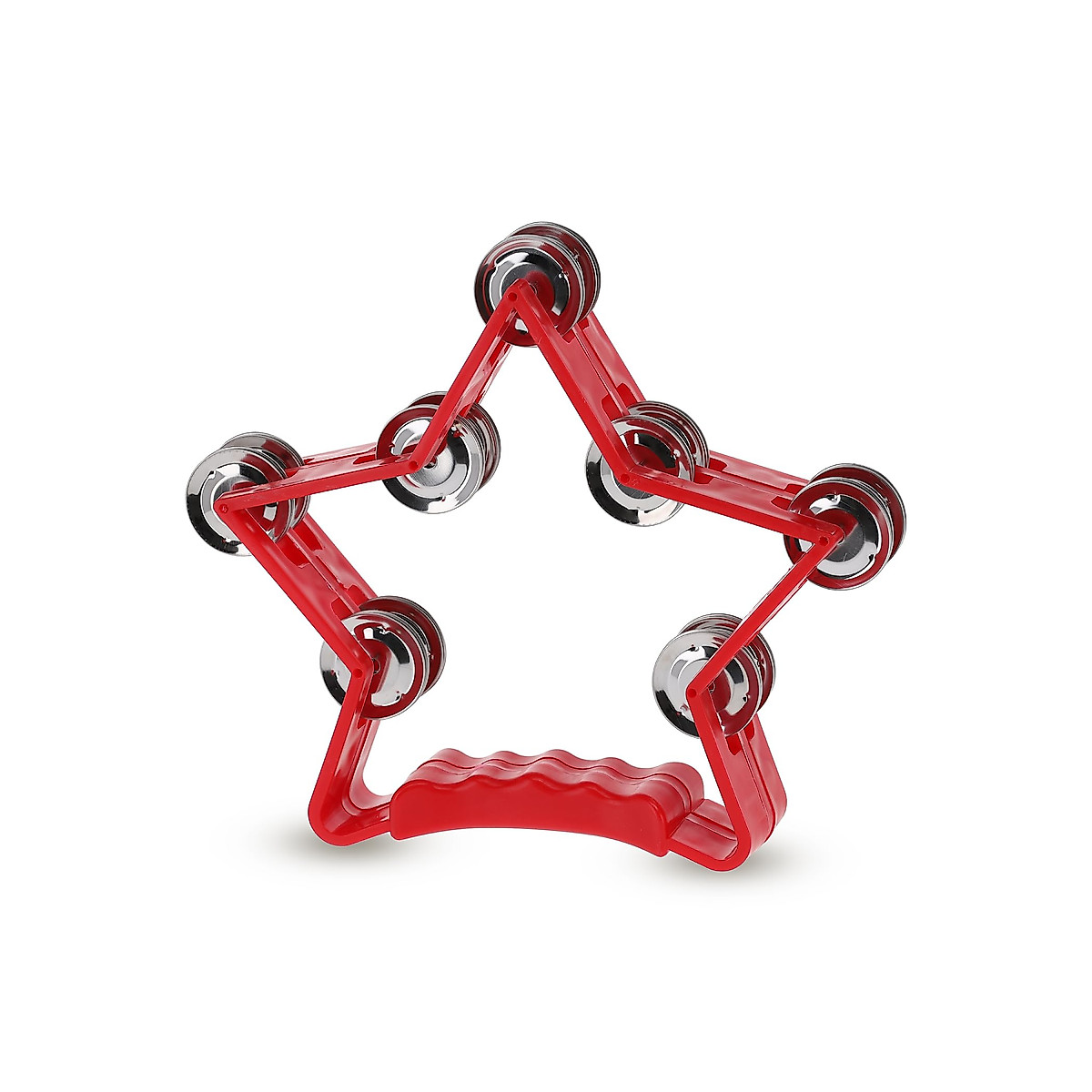 GEWA jingle wreath Star - 14-pairs of chrome-plated jingles - double row - color red