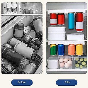 Hanging Soda Can Organizer for Refrigerator, Adjustable Suspended Cans Storage Rack, Stacking Pop Can Dispenser for Fridge, Beer Drink Holder for Fridge Freezer, Beverage & Canned Food Organizers