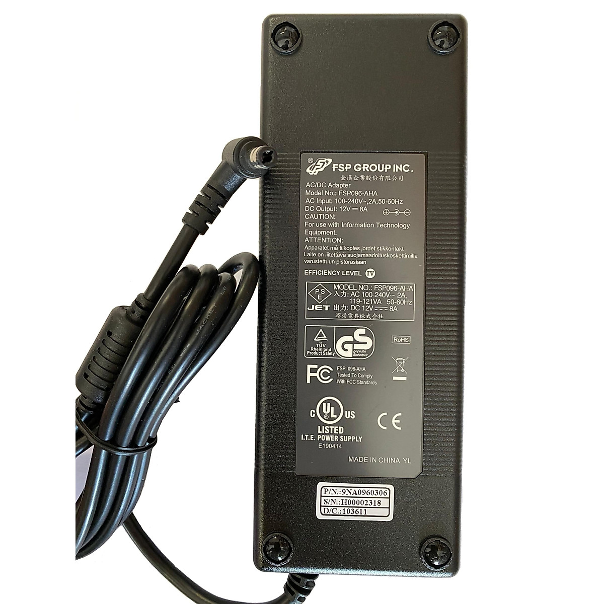 Original FSP 12V UL AC/DC Adapter Compatible with Symbol CRD9000 CRD9000-1001SR CRD9000-1000 Motorola Slot Barcode Scanner Zebra Charging Dock Cradle 12VDC 9A Power Supply Cord PS Battery Charger PSU