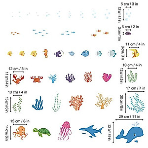 decalmile Under The Sea Dolphin Fish Wall Decals Vinyl Peel and Stick Kids Room Wall Stickers Baby Nursery Childrens Bedroom Bathroom Wall Decor