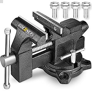Bench Vise, 4-1/2" Vice for Workbench, Utility Combination Pipe Home Vise with Heavy Duty Forged Steel Construction, Swivel Base Table Vise for Woodworking, Home Workshop Use and DIY Jobs