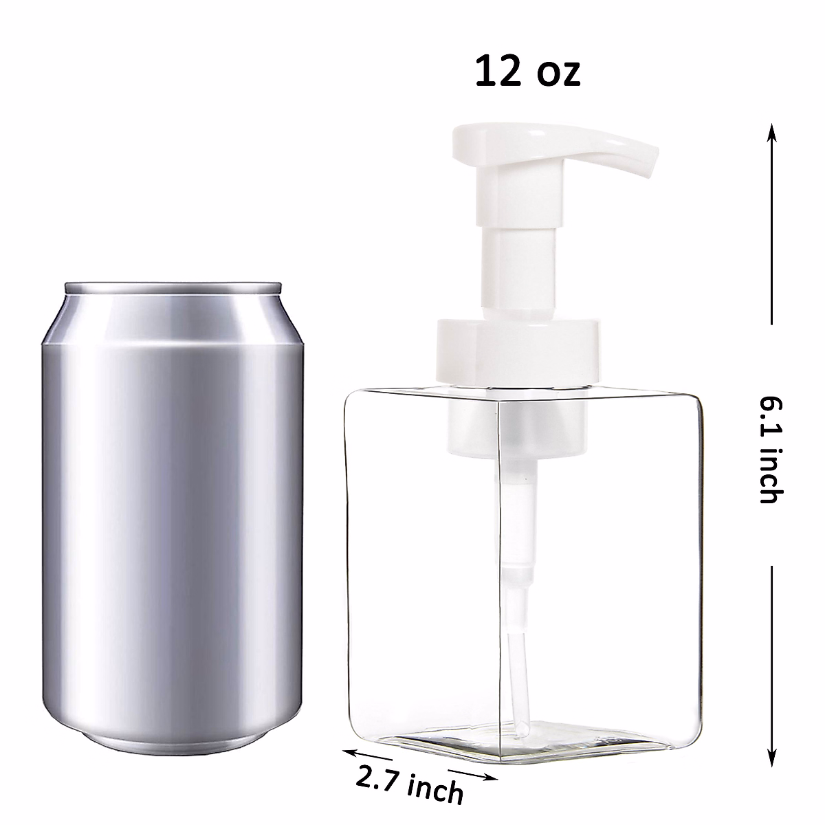 Youngever 4 Pack Clear Plastic Square Pump Bottles, Refillable Plastic Pump Bottles with Travel Lock (12 Ounce)