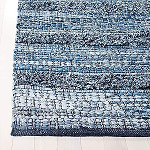 SAFAVIEH Montauk Collection Area Rug - 8' x 10', Blue, Handmade, Ideal for High Traffic Areas in Living Room, Bedroom (MTK417L)