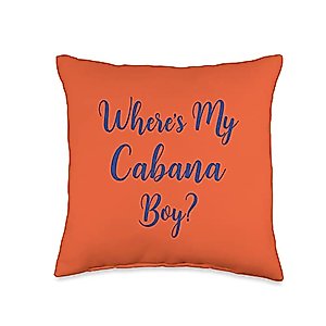 Beach Patio Accessories Where's My Cabana Boy Throw Pillow, 16x16, Multicolor
