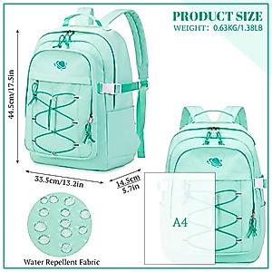 mygreen Backpack for Girls Kids Bookbag Elementary Middle School Womens College Lightweight Travel Rucksack Casual Daypack Laptop Backpacks For Men Women Water Blue Cute Backpacks for Teen Girls