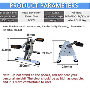 GEHPYYDS 50w 100w Portable Pedal Generator, Dual USB Crank Generator, Exercise Bike Generator, DC Output 1-35V, Easy to Carry When Traveling, Emergency Power Supply,100W