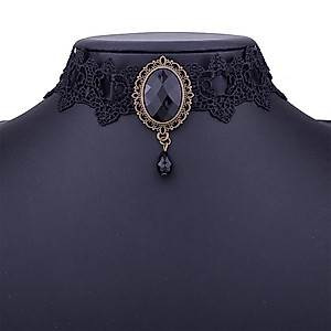 AOCHEE Black Lace Choker Necklace Lace Gothic Choker for Women for Halloween Weeding Costume Party Prom Vampire Choker (Black)