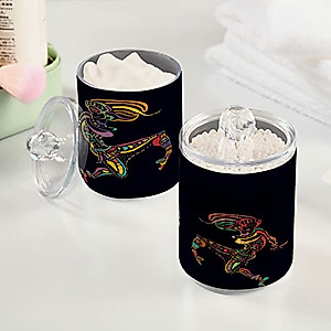Blueangle 2PCS African Girl Dancer Qtip Holder Dispenser with Lids - Apothecary Jar Containers for Vanity Organizer Storage - Plastic Food Storage Canisters（1031）