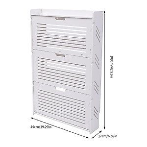 LUOSHALIYA Shoe Storage Cabinet, 3-Layer Shoe Organizer 19.29(L) x6.69(W) x42.91(H) inches, White Tipping Shoe Cabinet for Entryway, Living Room, Bedroom