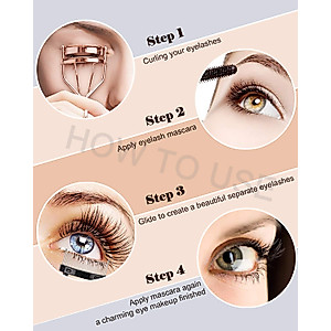 TPPICK Eyelash Curler Kit Metal Lash Curlers with Mascara Applicator Eyelashes Separator Comb & 6 Replacement Refill Pads (Rose Gold)