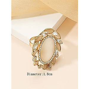 Dtja Vintage CZ Opal Statement Wedding Ring for Women Gold Plated Big Crystal Cat's Eye Flower Adjustable Open Band Wrap Christmas Birthday Cocktail Party Ring Comfort Fit Exaggerated Jewelry