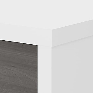 Bush Business Furniture Echo Bow Front Desk, Pure White and Shiplap Gray