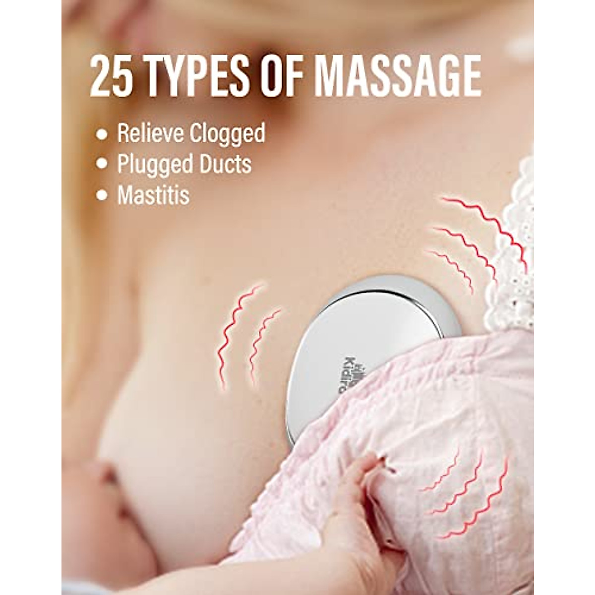 KIDIRA 2-in-1 Warming Lactation Massager, Soft Breast Massager for Breastfeeding, Nursing, Pumping, Breast Warmers with Heat & Vibration for Clogged Ducts, Mastitis, Engorgement, Improve Milk Flow