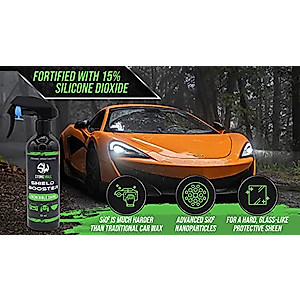 Shield Booster-Stonewall Ceramic Spray - High Gloss Armor Coating for Detailing and Incredible Shine With Microfiber Polish Cloth and Auto Sponge Applicator- Water Repelling Hydrophobic Spray