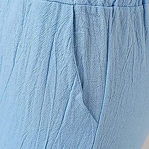 MGBD Wide Leg Pants for Women Business,Linen Pants for Women Petite Taper Leg,Beach Pants for Women Casual Summer,Linen Pants for Women Ankle Length,Ladies Pants with Elastic Waistband