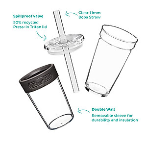 KeepCup Cold Cup - Longplay Double wall Glass Ice Coffee Tumbler with Lid and Straw - 16oz (454ml) - Chartreuse Green