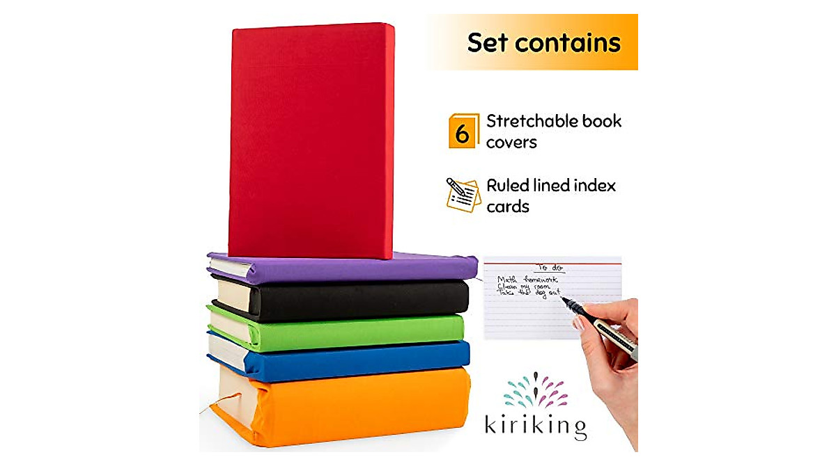 Stretchable Book Covers for Hardcover Books 9x11 | 6-Pack