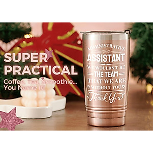 Onebttl Administrative Professional Day Gifts for Administrative Assistant, Secretary, 20 oz Stainless Steel Tumbler for Women - Thank You - Rose Gold