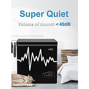 Krib Bling 5.0 Cu.Ft Chest Freezer with 7 Gears Temperature Control(-16°F to -48°F), Deep Compact Freezer with a Removable Basket, for House, Kitchen, Garage, Basement, Shop, Black