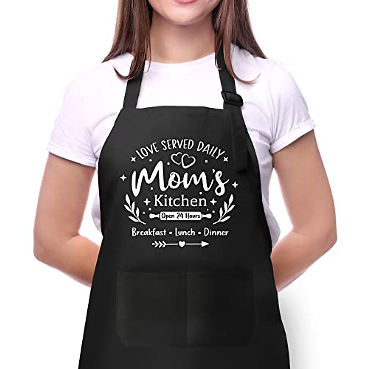 Cute Cooking Apron for Women-Mom Gifts-Adjustable Kitchen Baking Chef Apron with 2 Pockets Birthday Mother's Day Thanksgiving Day Apron Gifts for Grandma Mom