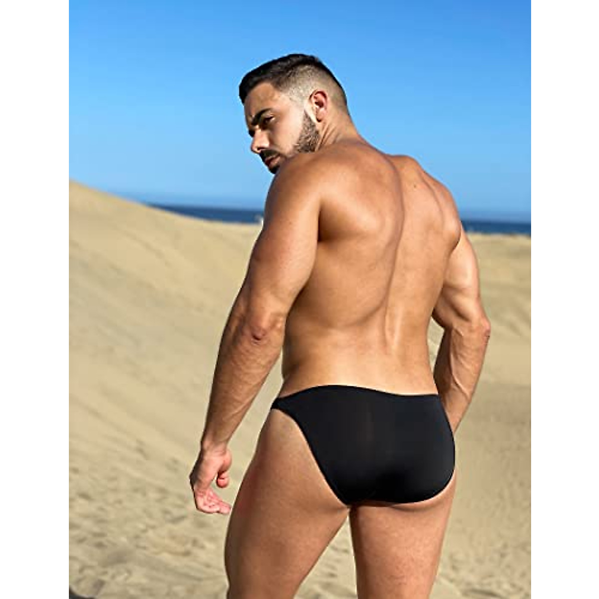 Avidlove Underwear Men's 4 Pack Classic Low Rise Stretchy Hip Briefs Bikini(Black-4 Pack,S)