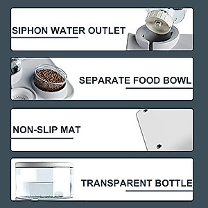 YMINA Dogs Water Dispenser Water Bowl for Dogs Automatic Cat Feeder Self Dispensing Pet Waterer Automatic Gravity Dog Cat Waterer Travel Supply Feeder and Water Dispense (1.8, Grey)